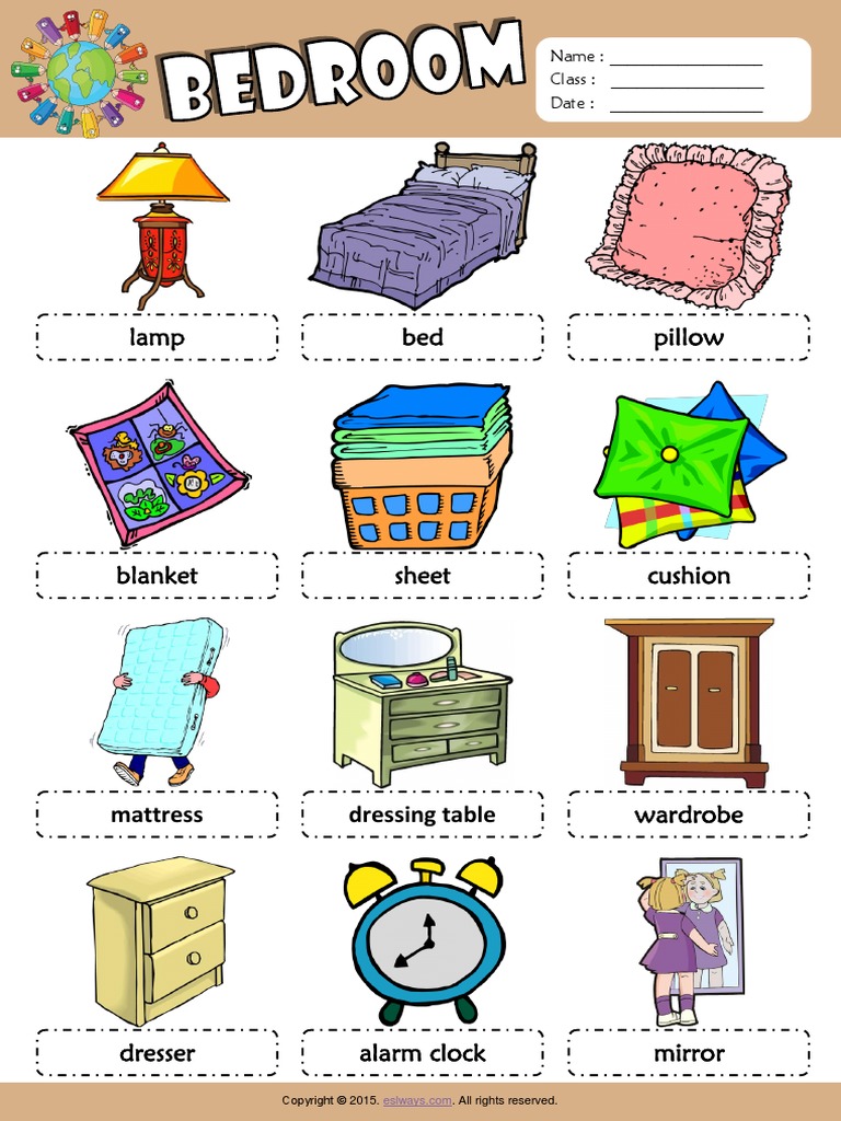 Bedroom Esl Picture Dictionary For Kids | PDF | Home & Garden