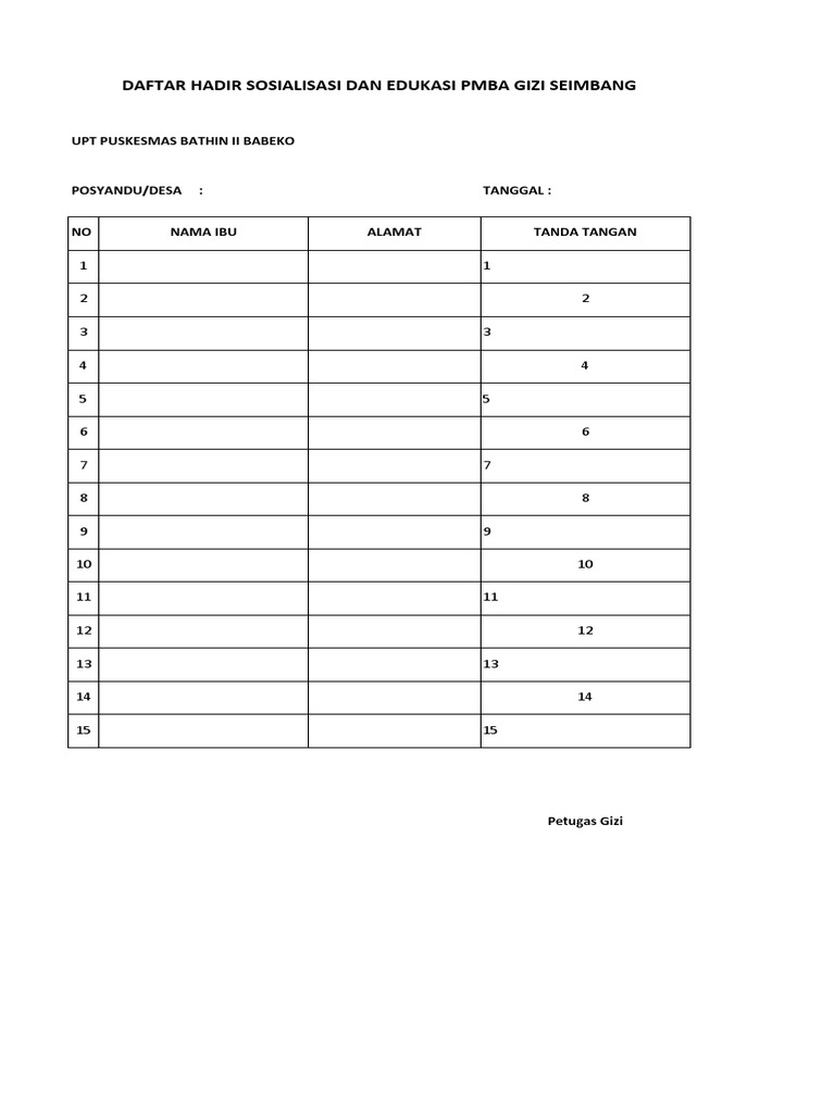 Daftar Hadir Sosialisasi | PDF