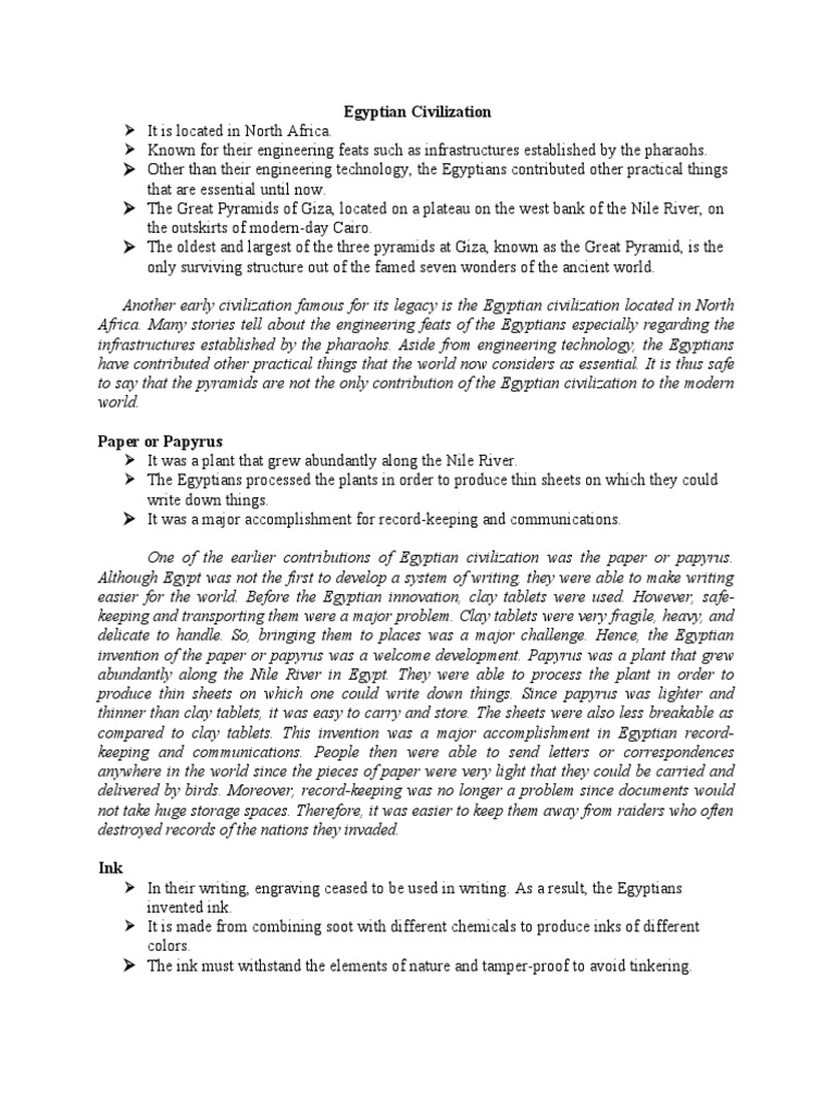 Egyptian Civilization | PDF | Ancient Egypt | Papyrus