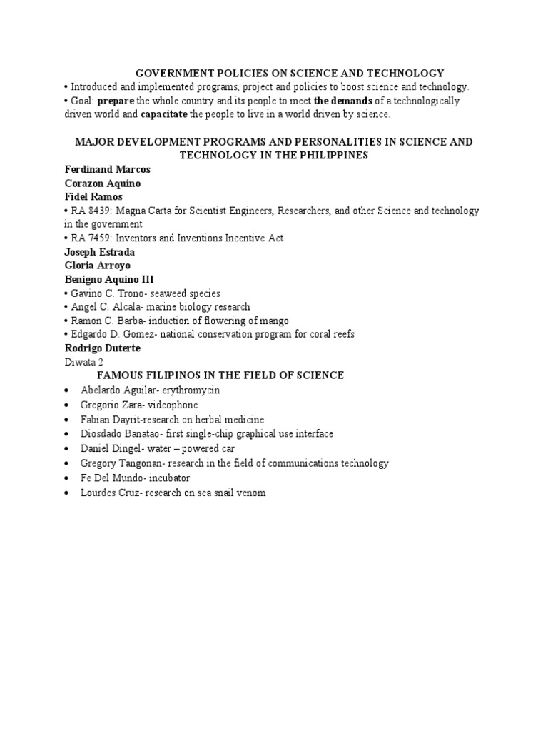 Government Policies On Science and Technology | PDF