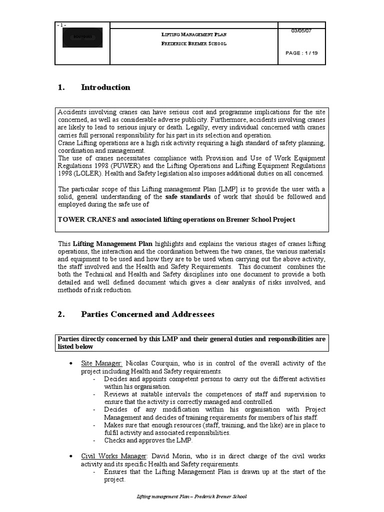 LMP Frederick Bremer - Rev B | PDF | Crane (Machine)