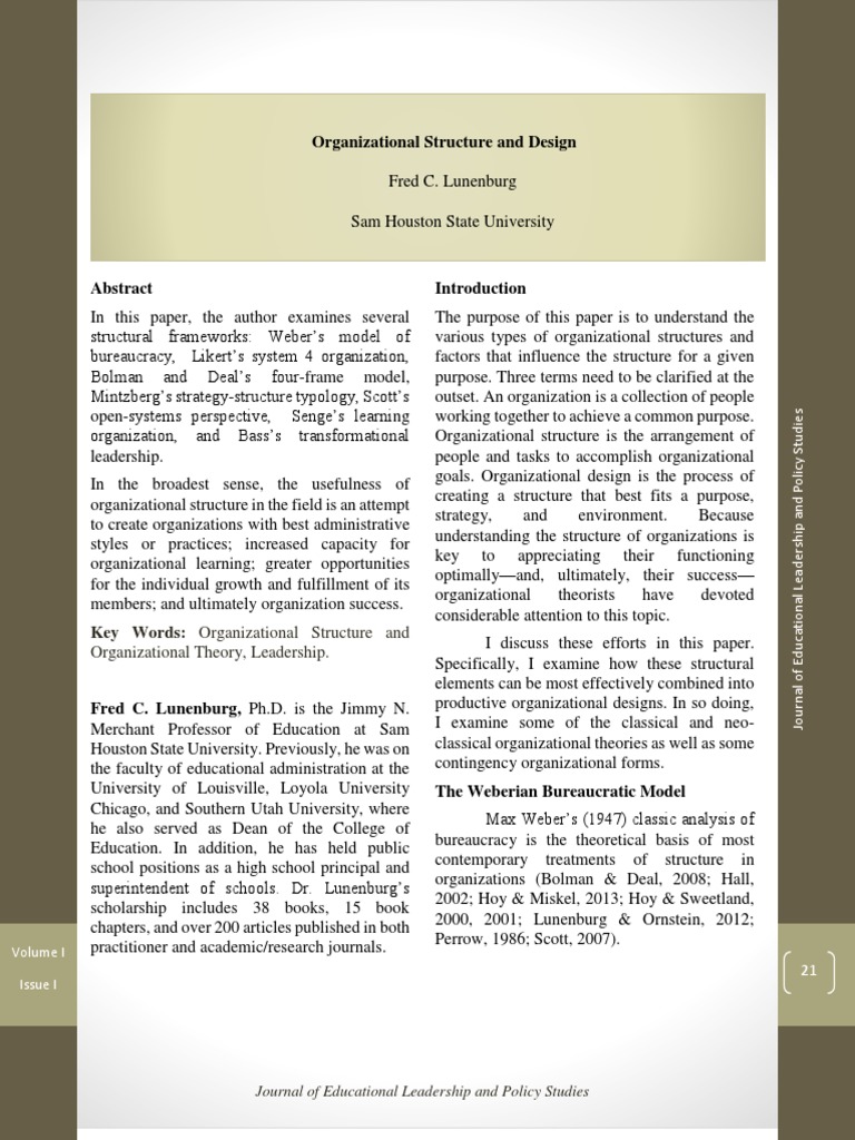 Organization Structure and Design | Download Free PDF | Leadership ...