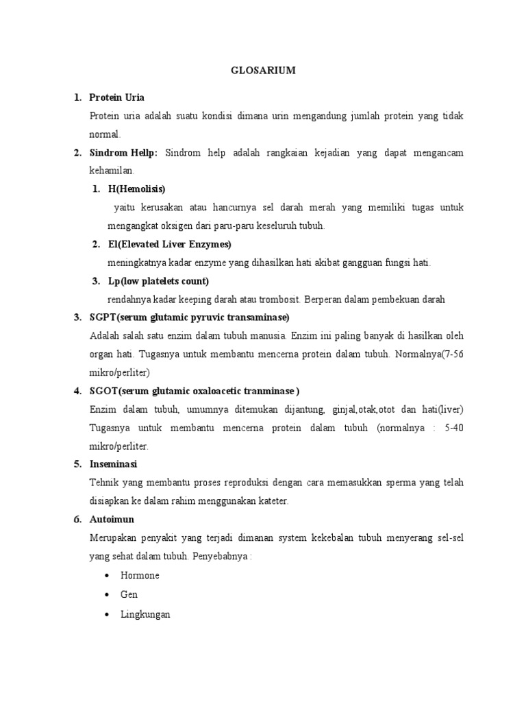 Glosarium Preeklampsia Dan Eklampsia | PDF | Pengembangan Diri