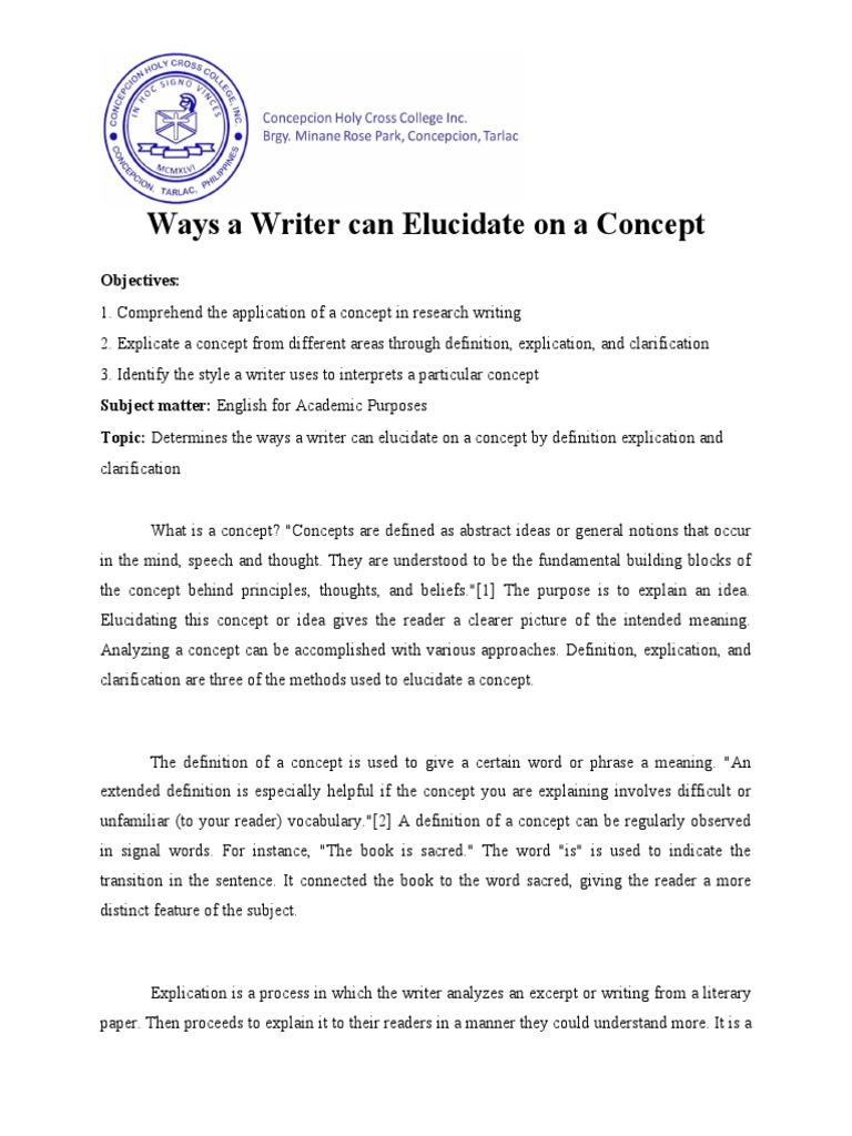 Ways A Writer Can Elucidate On A Concept | PDF | Concept | Idea