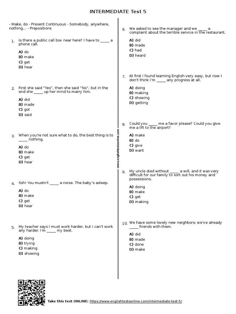 Intermediate-Test-5 | PDF