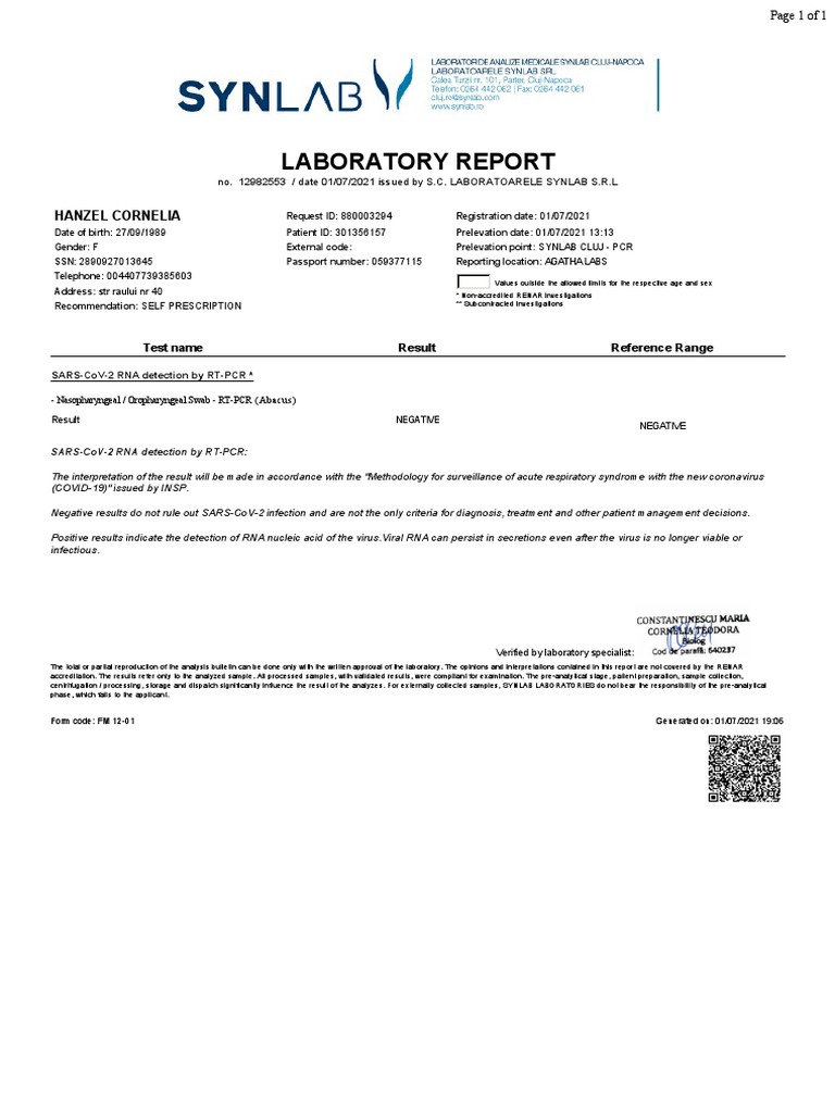PCR Test | PDF | Reverse Transcription Polymerase Chain Reaction ...