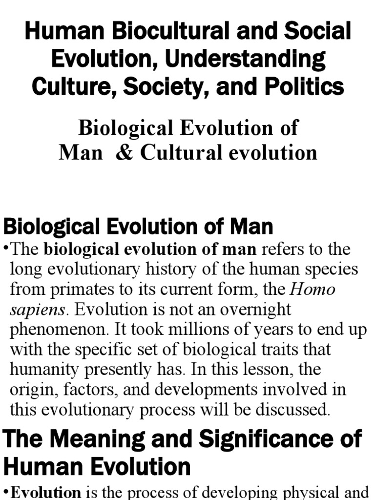 Human Biocultural Evolution Overview | PDF | Human Evolution | Human