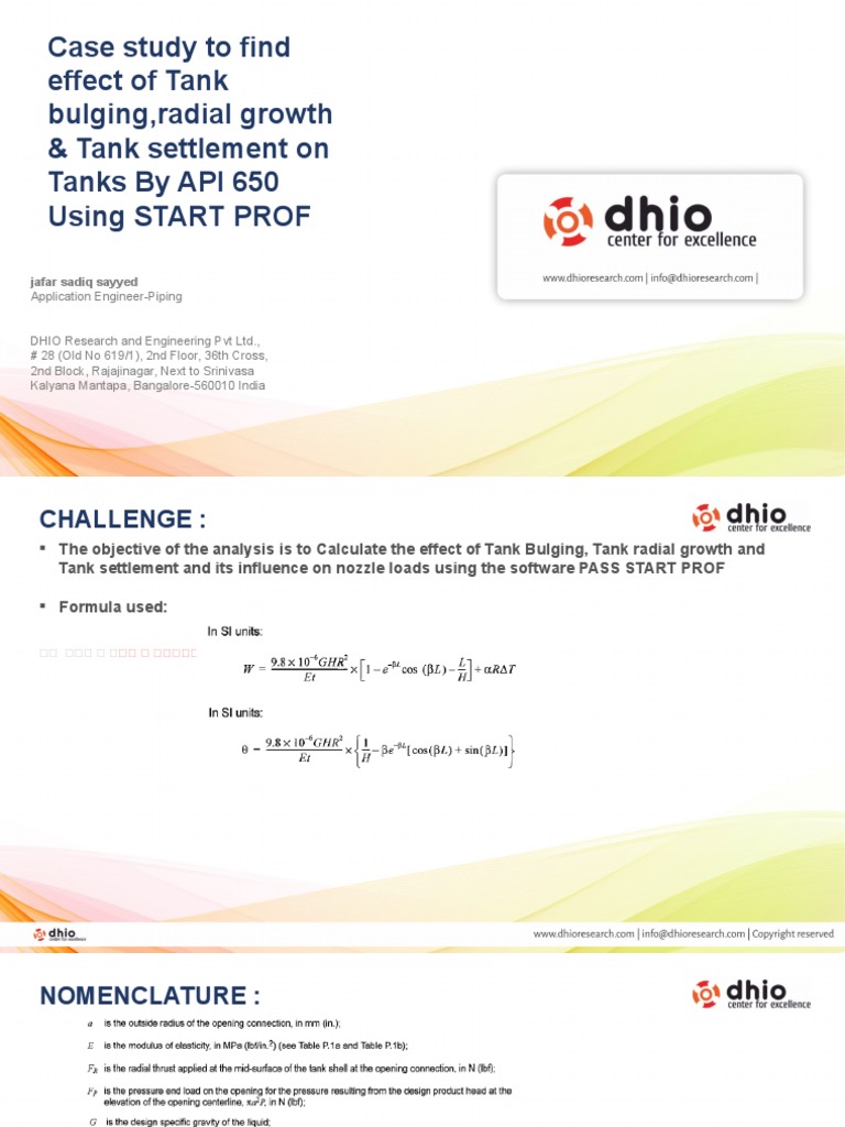 Case Study To Find Tank Bulging, Radial Growth and Tank Settlement ...