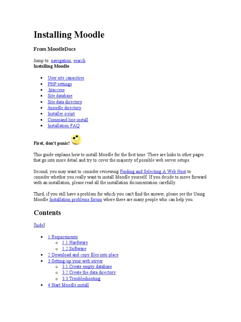 Installing Moodle: From Moodledocs | PDF | World Wide Web | Internet & Web