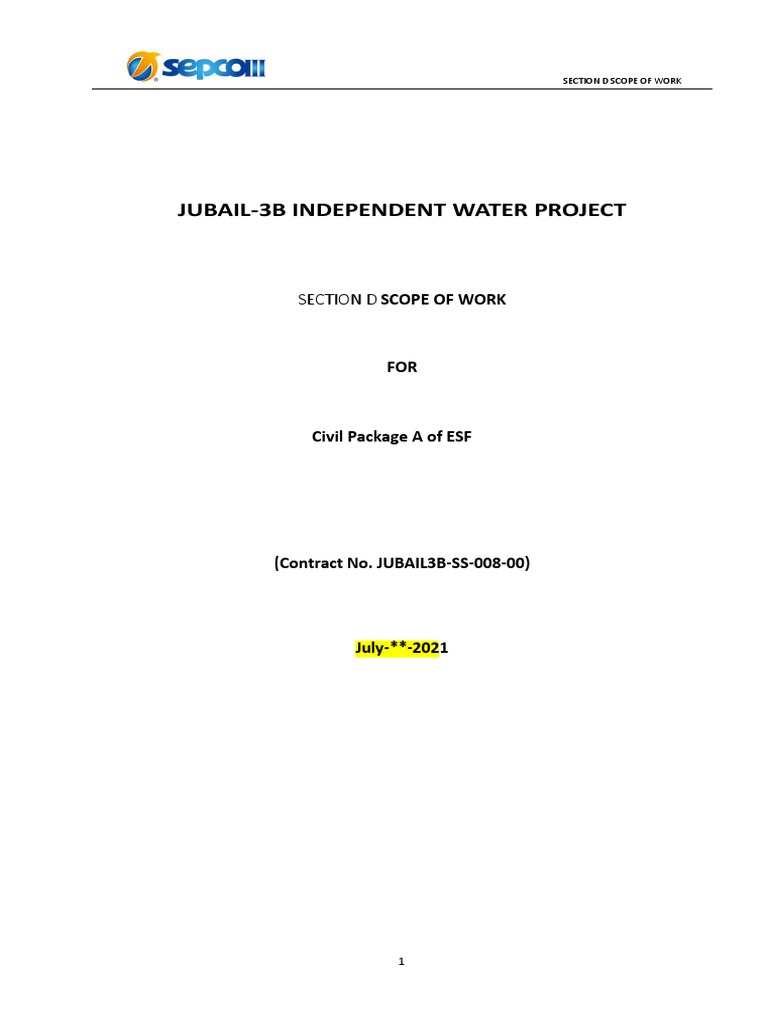 Section D Scope of Work | PDF | General Contractor | Specification (Technical Standard)