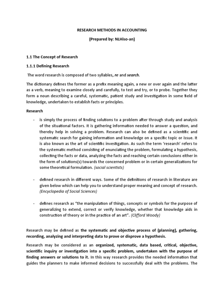 Research Methods in Acctg - Lesson 1 | PDF | Scientific Method ...
