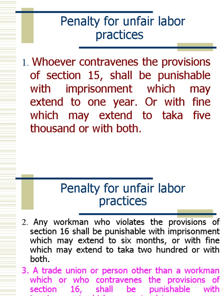 Penalty For Unfair Labor Practices | PDF | Fine (Penalty) | Government