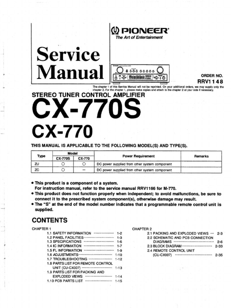 Pioneer CX 770 Service Manual | PDF