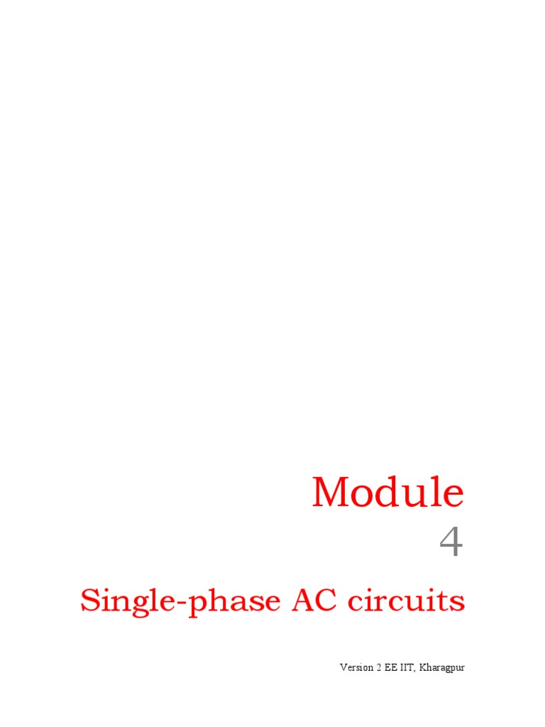 Single-Phase AC Circuits: Version 2 EE IIT, Kharagpur | PDF