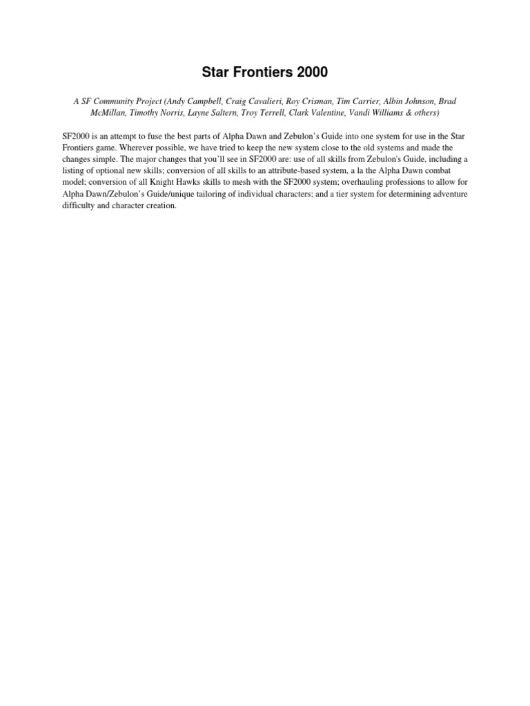 Star Frontiers 2000 RPG | PDF | Dungeons & Dragons | Astronomy