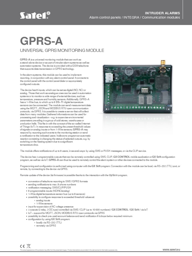 Gprs-A: Universal Gprs Monitoring Module | PDF | Security Alarm ...