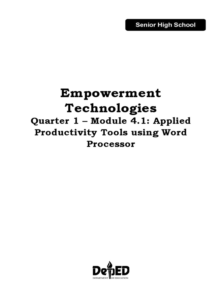 Empowerment Technologies: Quarter 1 - Module 4.1: Applied Productivity Tools Using Word ...