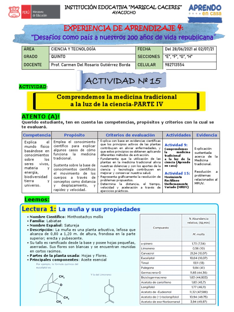 5to CyT FICHA DE APRENDIZAJE 15 | PDF | Aceleración | Velocidad