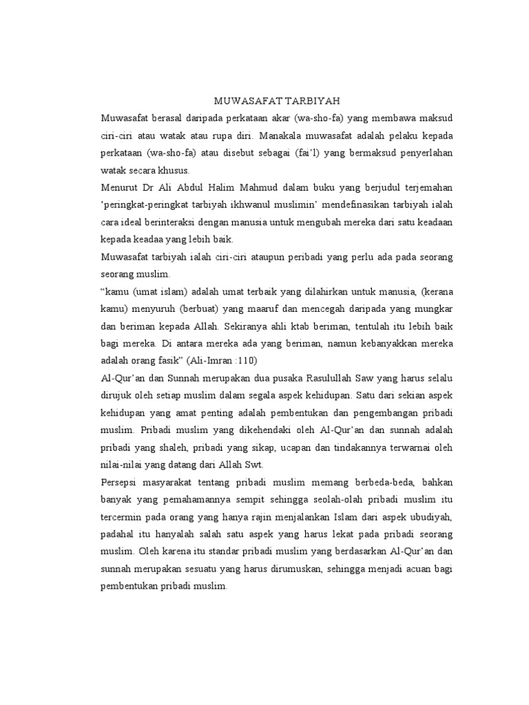 10 Muwasafat Tarbiyah | PDF