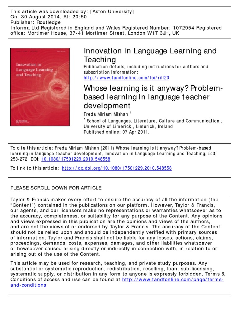 Problem Based Language Learning and Teaching | PDF | Constructivism ...