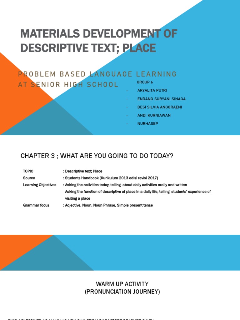 Materials Development of Descriptive Text Place | PDF | Adjective | Noun