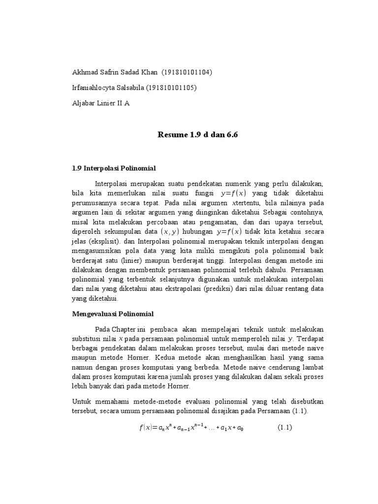 Interpolasi Polinomial dan Deret Fourier | PDF | Metode & Bahan Ajar