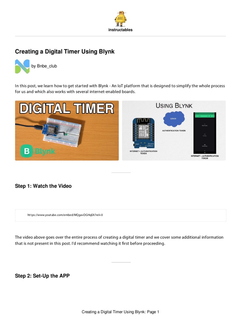 Digital Timer Setup with Blynk App | PDF | Software | Computing