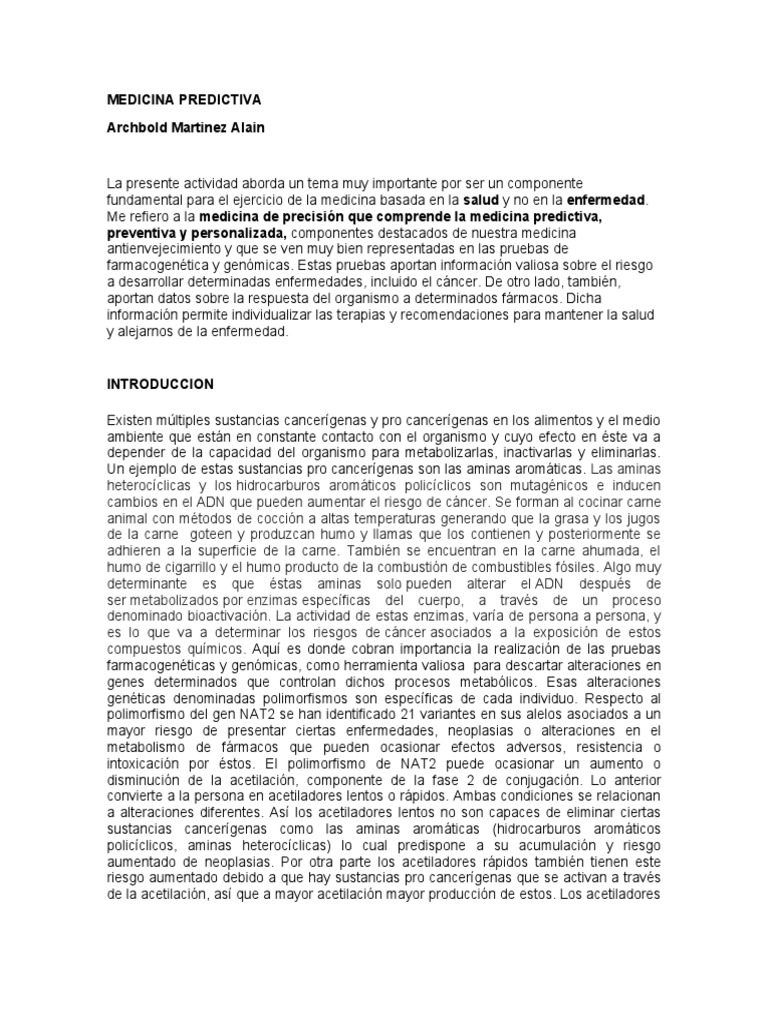 Medicina Predictiva y Prevención | PDF | Cáncer | Carne