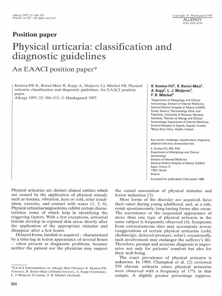 Urticaria 2 | PDF | Allergy | Medicine