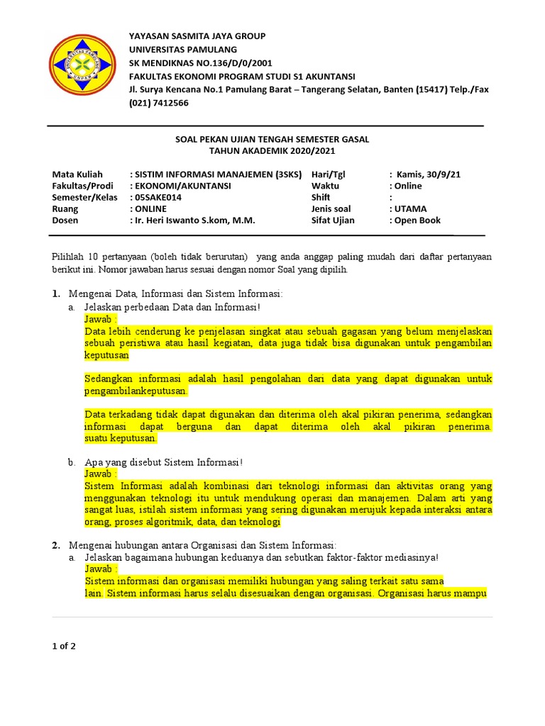 SOAL UTS Pajak Unpam | PDF