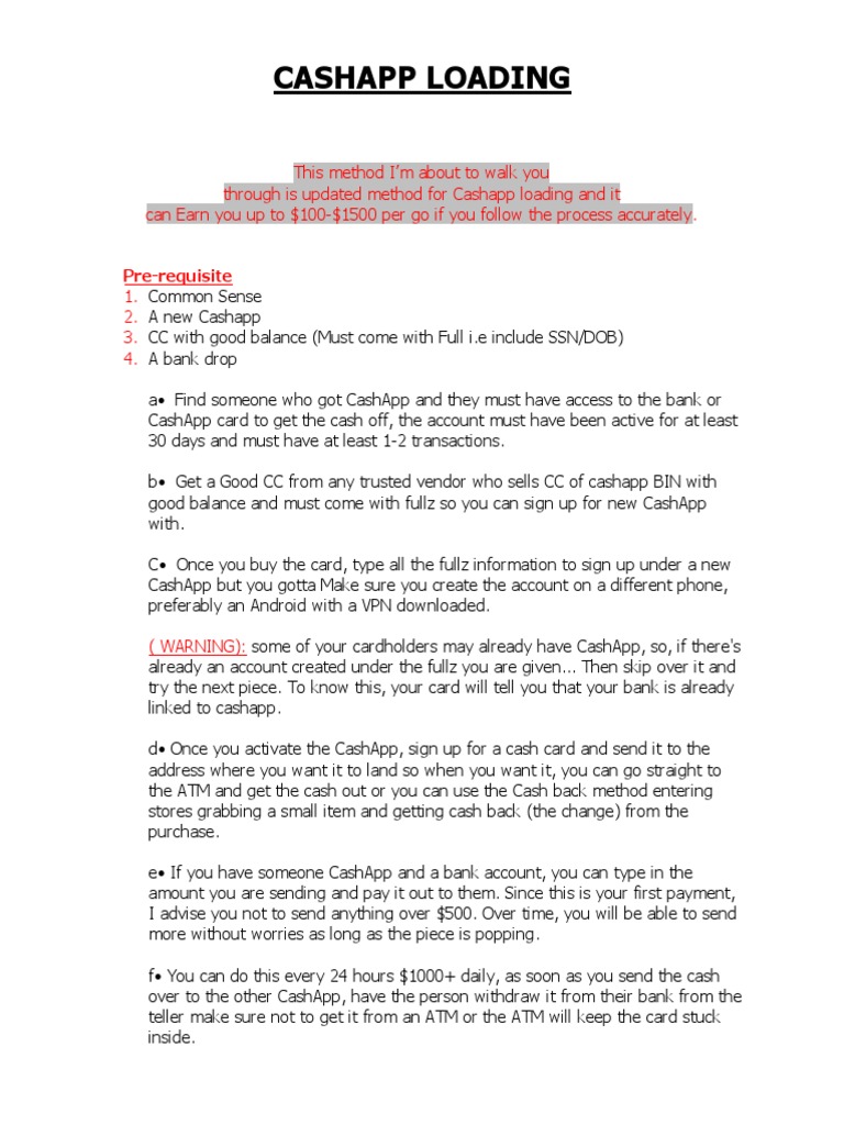 Cashapp Loading Method | PDF