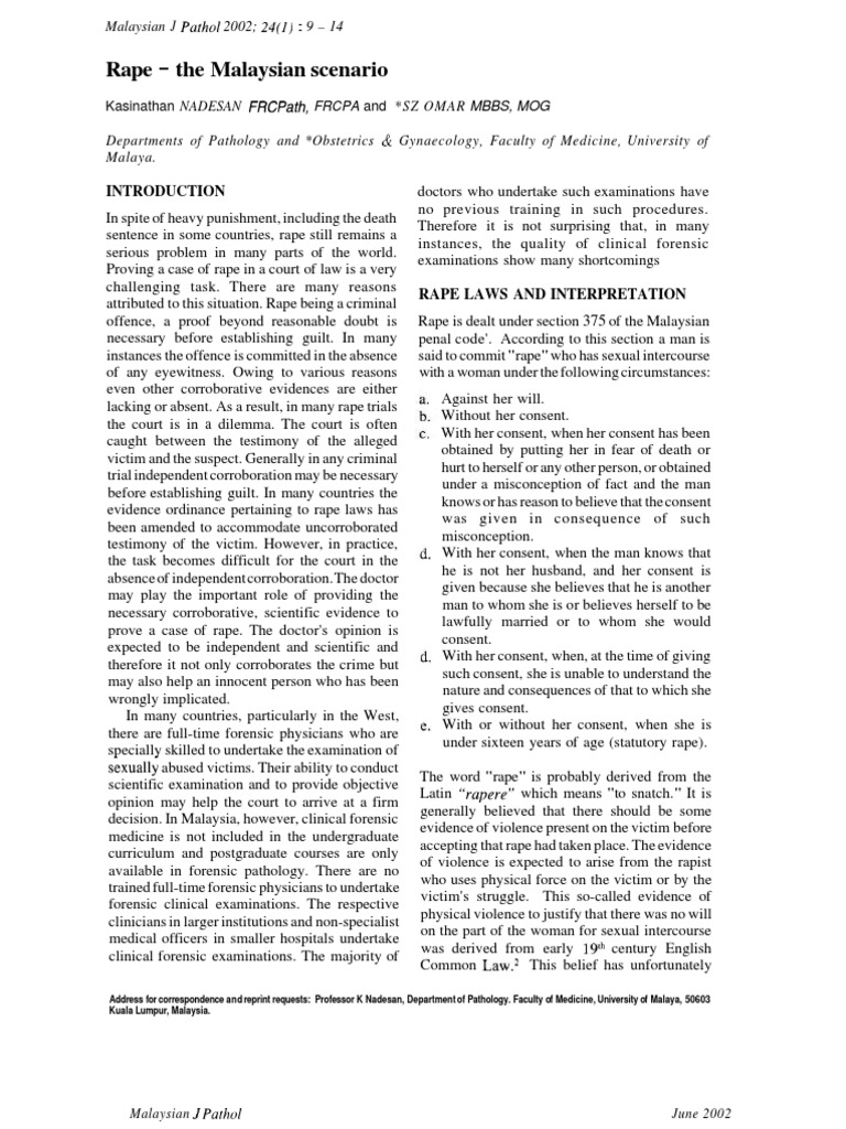 Rape-The Malaysian Scenario | PDF | Sexual Assault | Rape