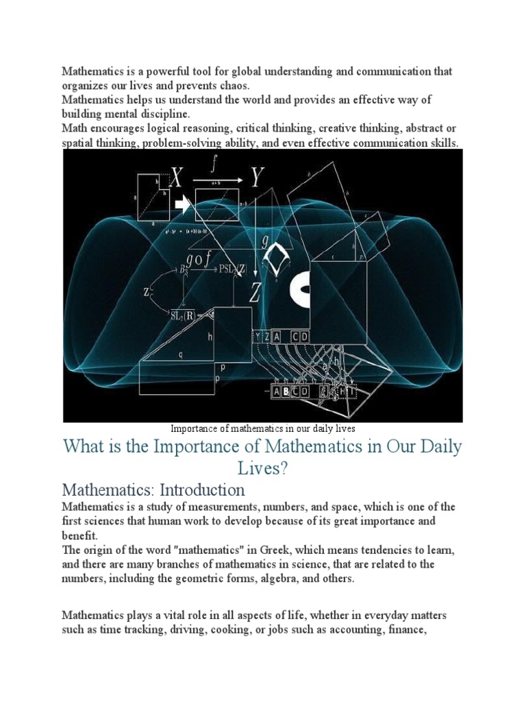What Is The Importance of Mathematics in Our Daily Lives? | PDF ...