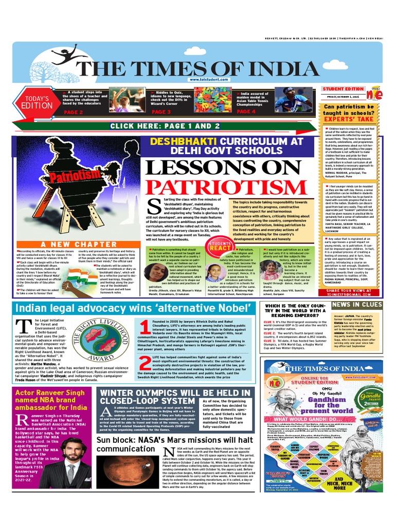 Times NIE Chennai Web Ed Oct1 2021 | PDF | Mars | Mahatma Gandhi
