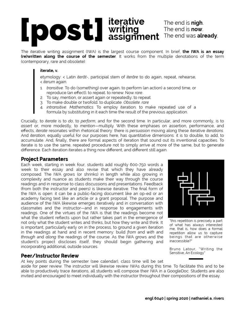 ENGL 6040: Iterative Writing Assignment Prompt (SP22) | PDF
