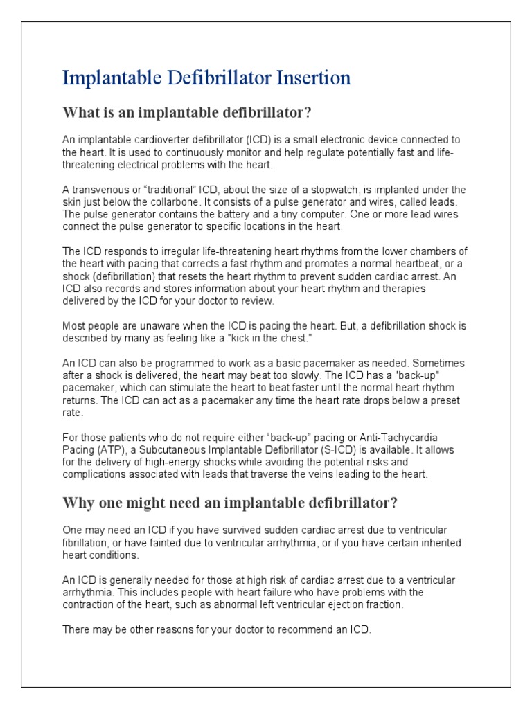 Implantable Defibrillator | PDF | Artificial Cardiac Pacemaker ...