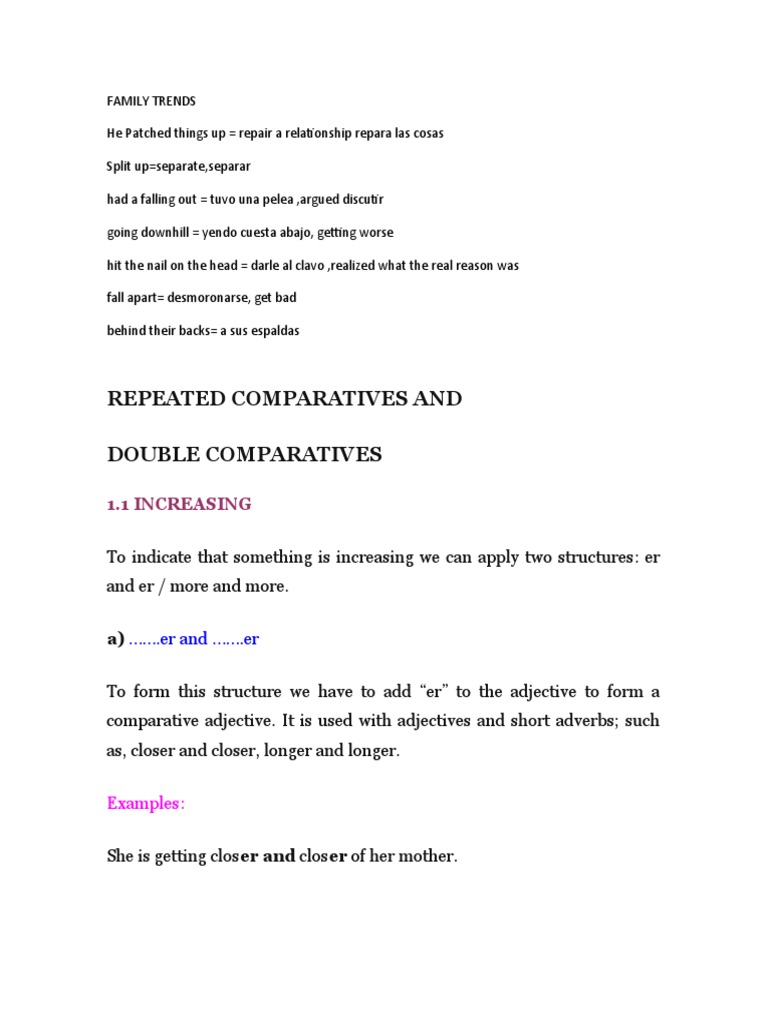 Repeated Comparatives and Double Comparatives: 1.1 Increasing | PDF | Verb | Linguistics