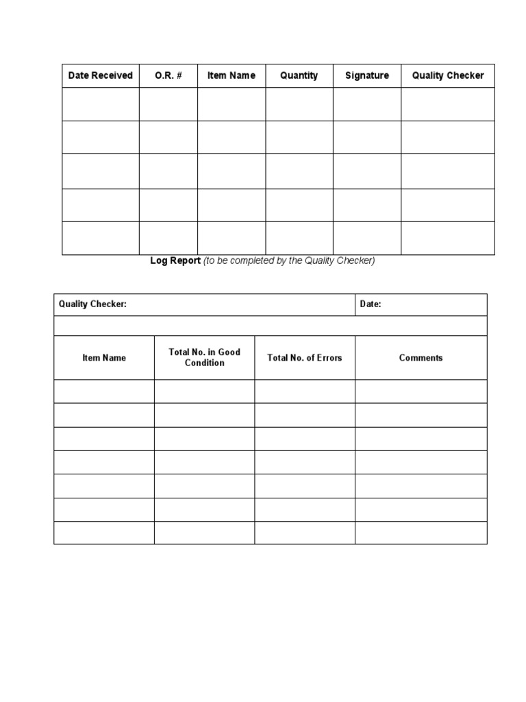 Date Received O.R. # Item Name Quantity Signature Quality Checker | PDF