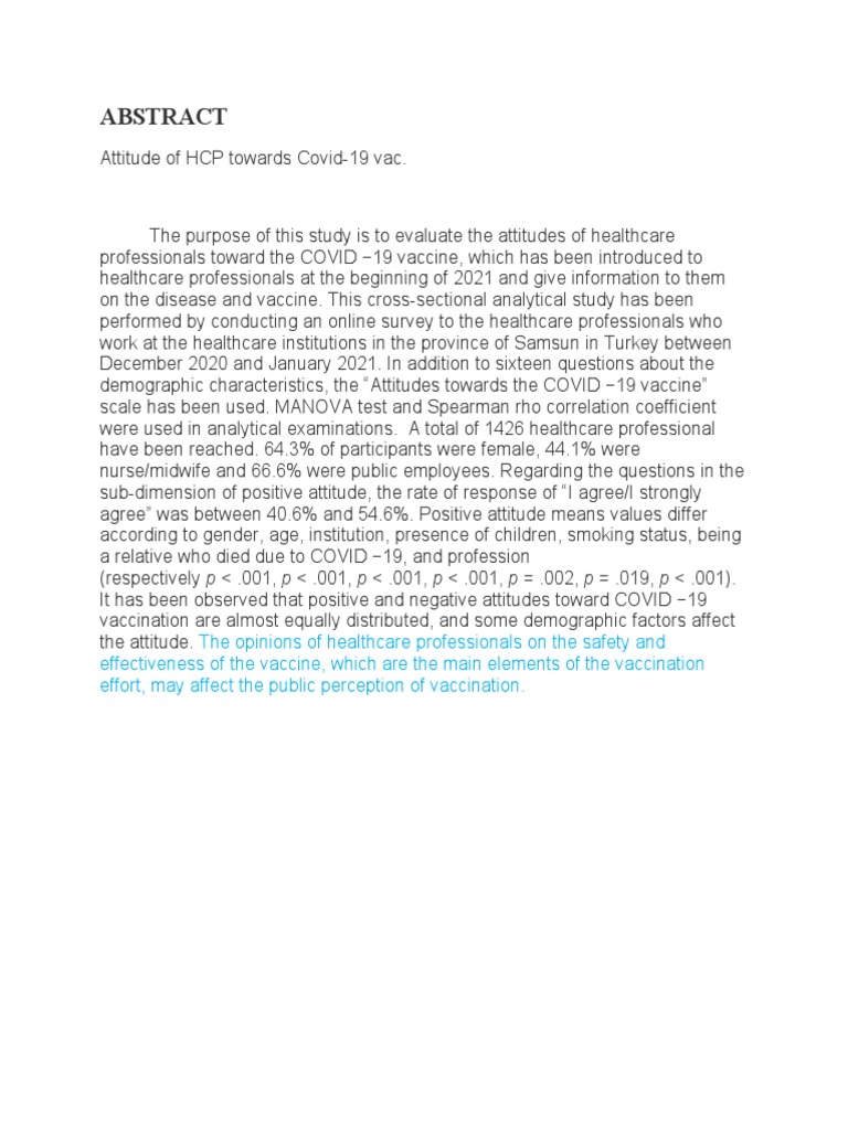 ABSTRACT | PDF | Dependent And Independent Variables | Vaccines