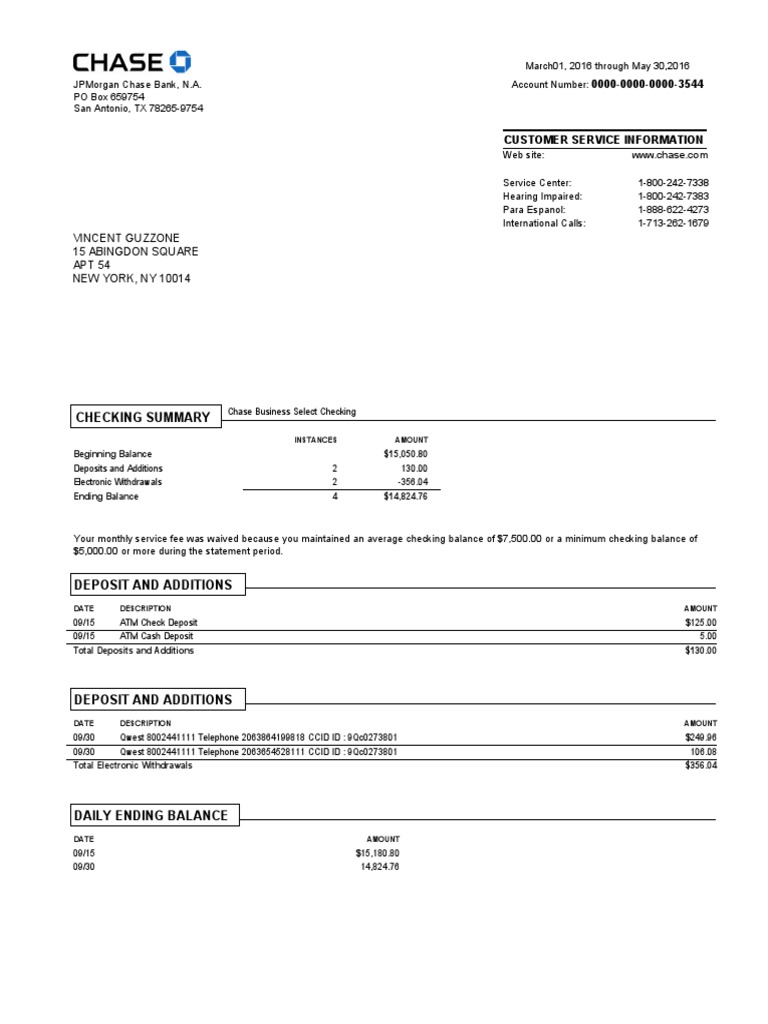 Chase Bank Statement | PDF | Deposit Account | Chase Bank