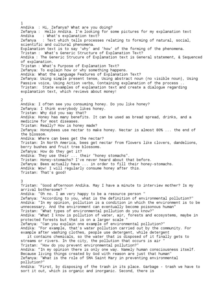 Bahan Dialog Scratch | PDF | Honey | Pollution