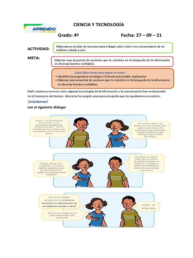 Sesion CIENCIA Y TECNOLOGIA-Aprendo en Casa-4°g-27-09-2021 | PDF ...