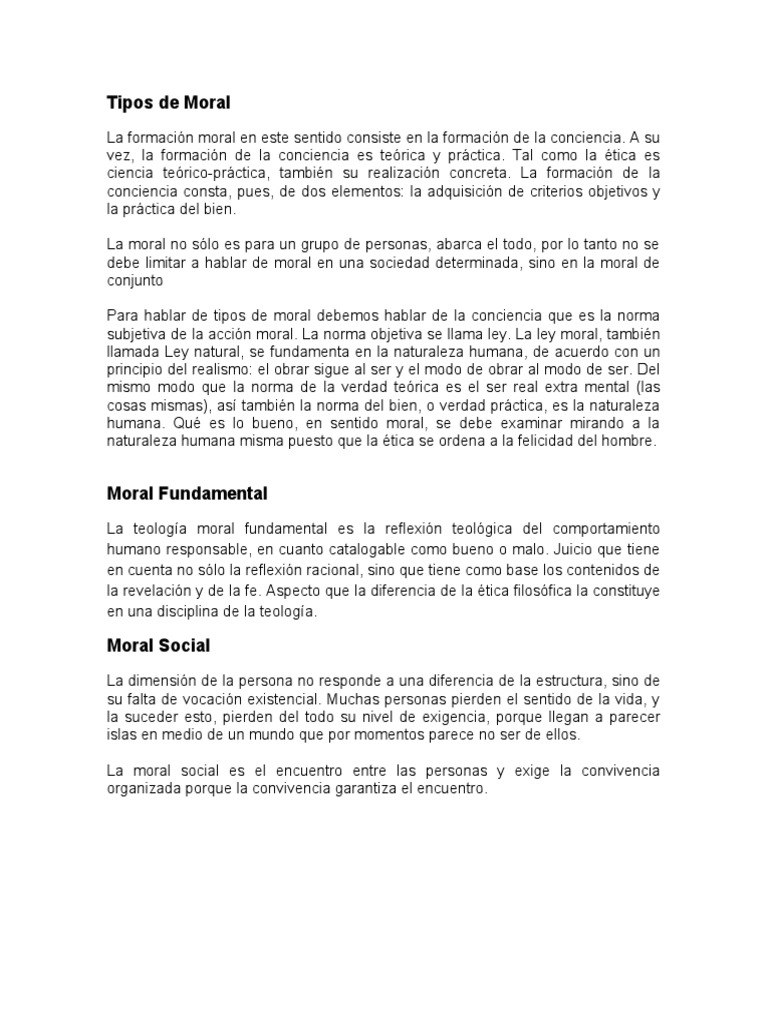 Tipos de Moral | PDF | Moralidad | Verdad