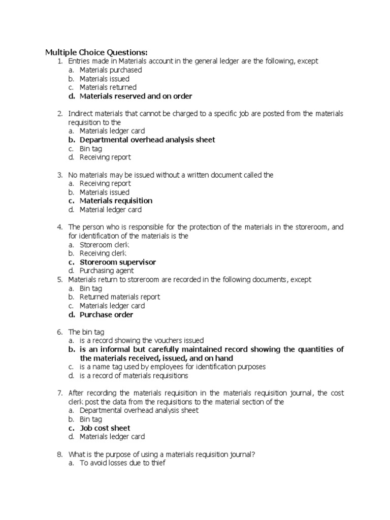 Multiple Choice Questions | PDF | Business | Finance & Money Management