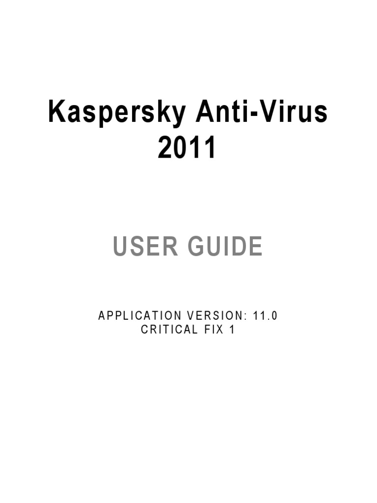 KAV 2011 User Guide - English | PDF | Antivirus Software | Computer Virus
