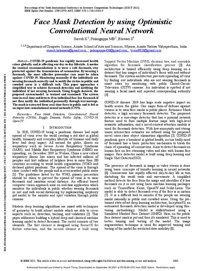 Face Mask Detection by Using Optimistic Convolutional Neural Network ...
