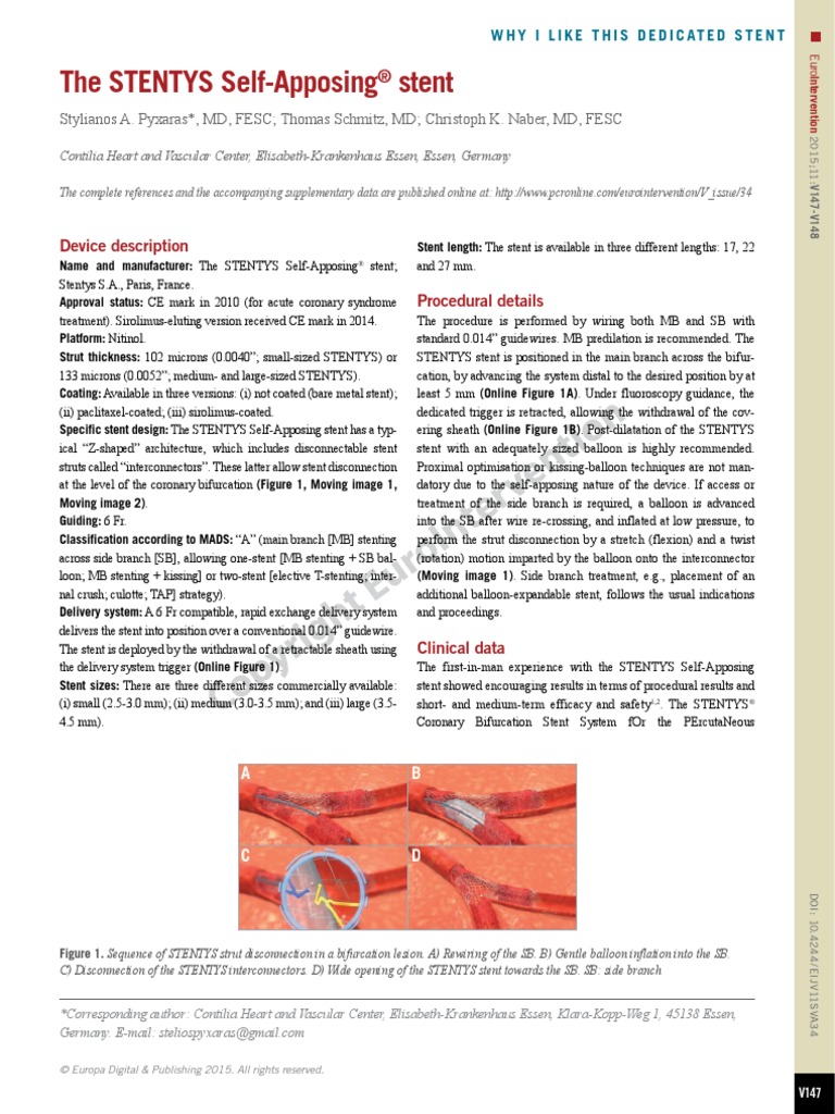 The STENTYS Self-Apposing® Stent | PDF | Percutaneous Coronary ...