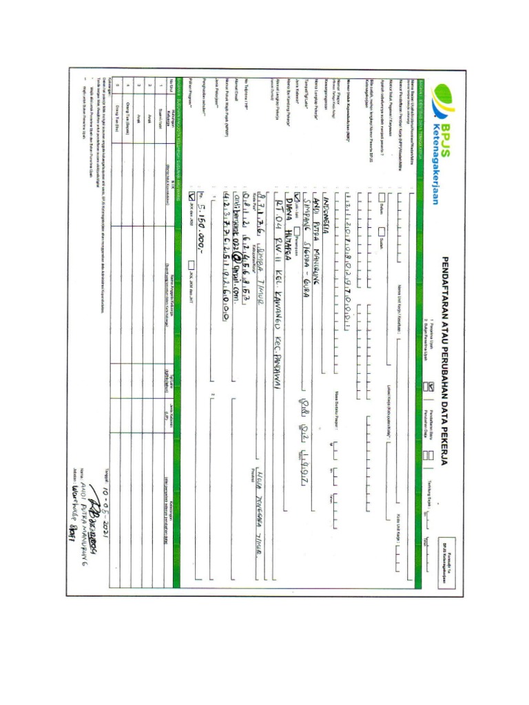 Formulir F1A Dan BPJS Ketenagakerjaan Andi Putra Manurung | PDF