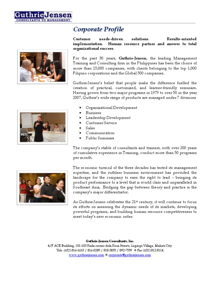 Guthrie-Jensen - Corporate Profile | PDF | Entrepreneurship | Leadership