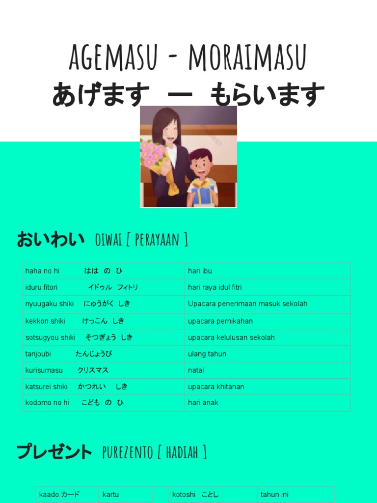 Agemasu Moraimasu | PDF